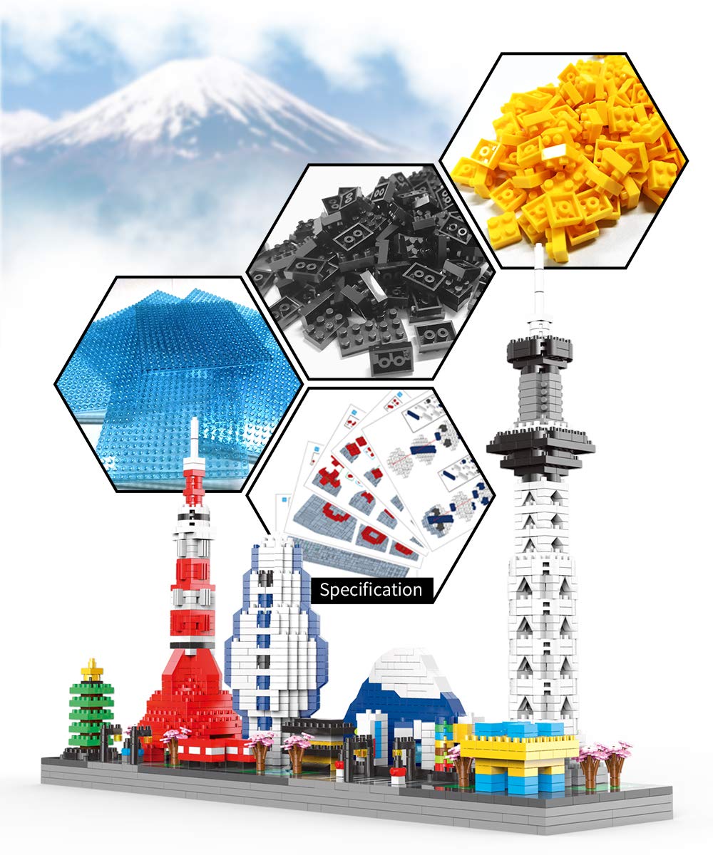 DOLBLOCK Japan Tokyo Skylines Architecture Micro Building Sets Famous Landmark Collection Mini Blocks Modle Kit for Adults 1880 Pieces