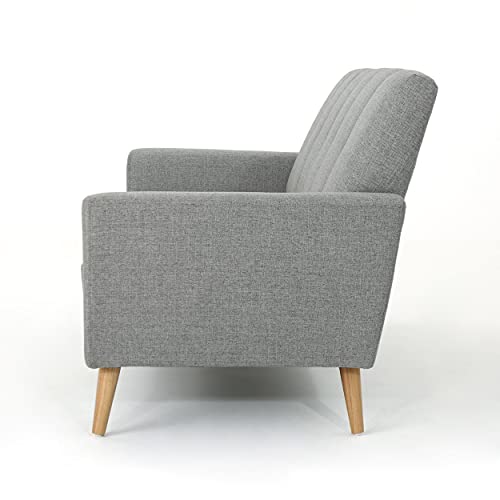 Christopher Knight Home Treston Mid-Century Fabric Sofa, Grey / Natural
