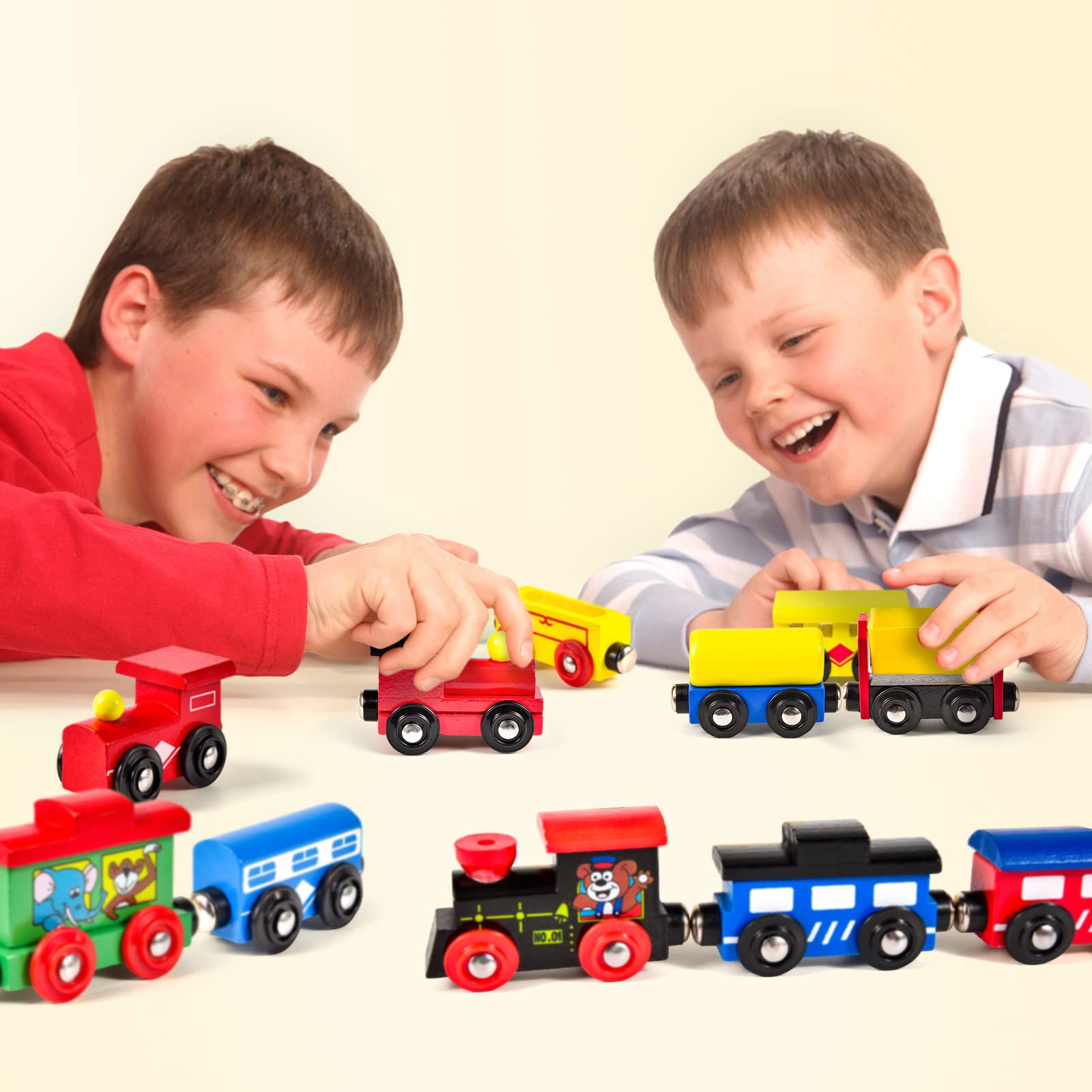 Atoylink 12 Pcs Wooden Vehicle