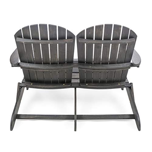 Christopher Knight Home Great Deal Furniture Muriel Outdoor Dark Grey Finish Acacia Wood Adirondack Loveseat