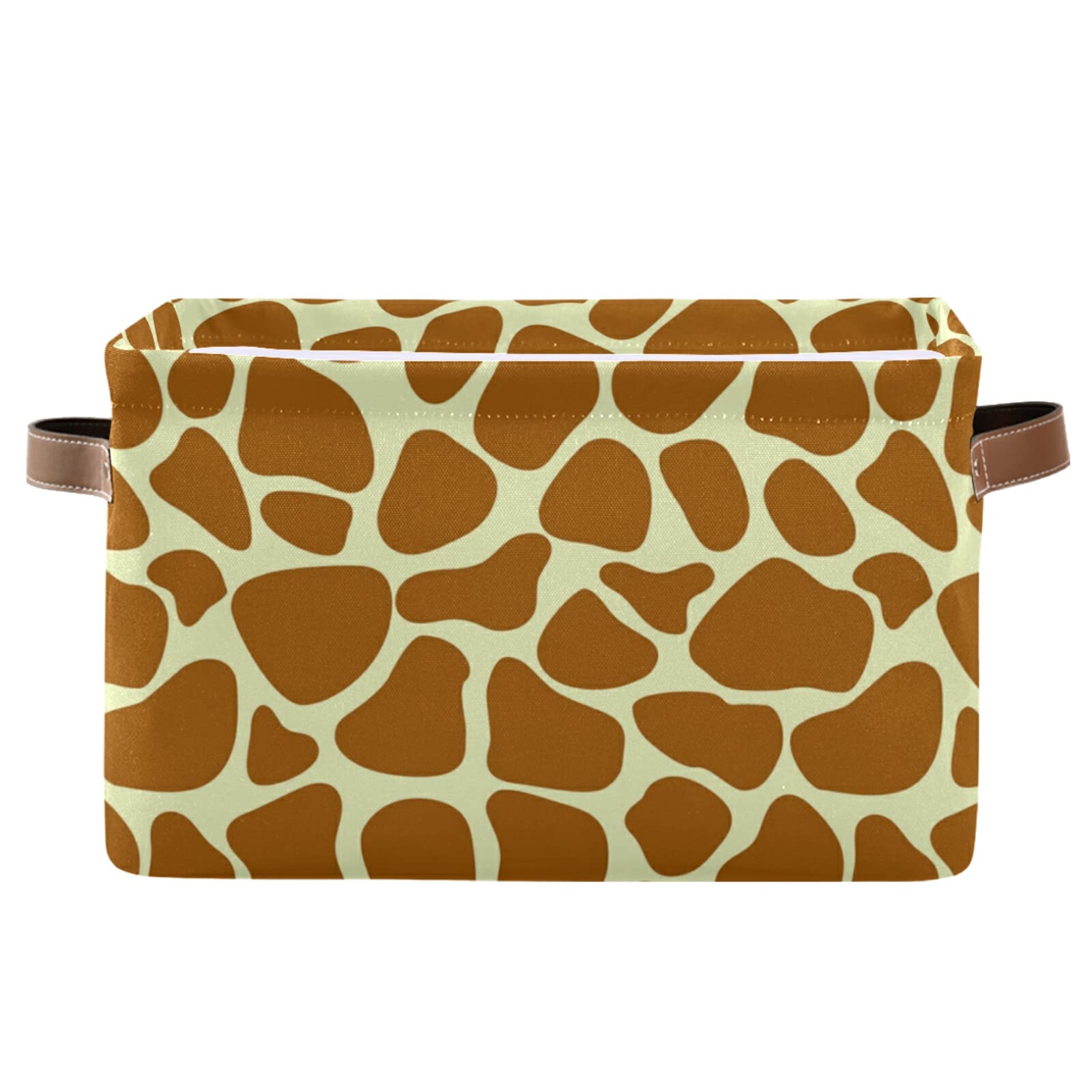AUUXVA Giraffe Print Seamless Pattern Storage Bin Canvas Toys Storage Basket Bin Large Storage Cube Box Collapsible with Handles for Home Office Bedroom Closet Shelves,1 pc