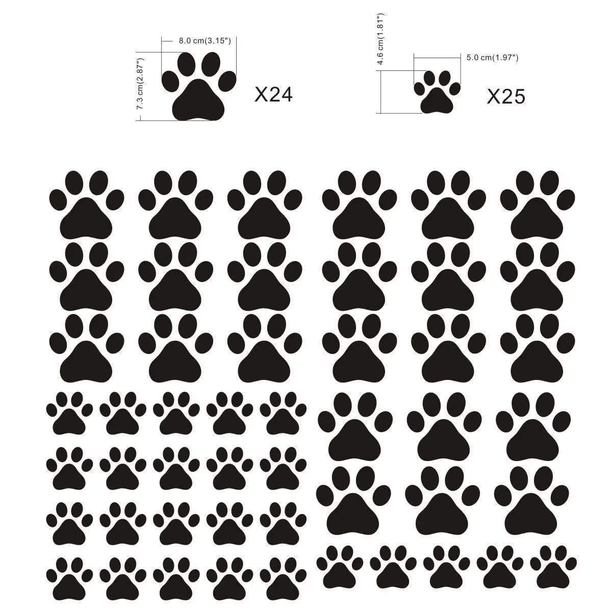 Black Animal Paw Prints Vinyl Decal Sticker for Walls, Electronics, Floors, Ceilings, Laptops (Dinosaur Foot)