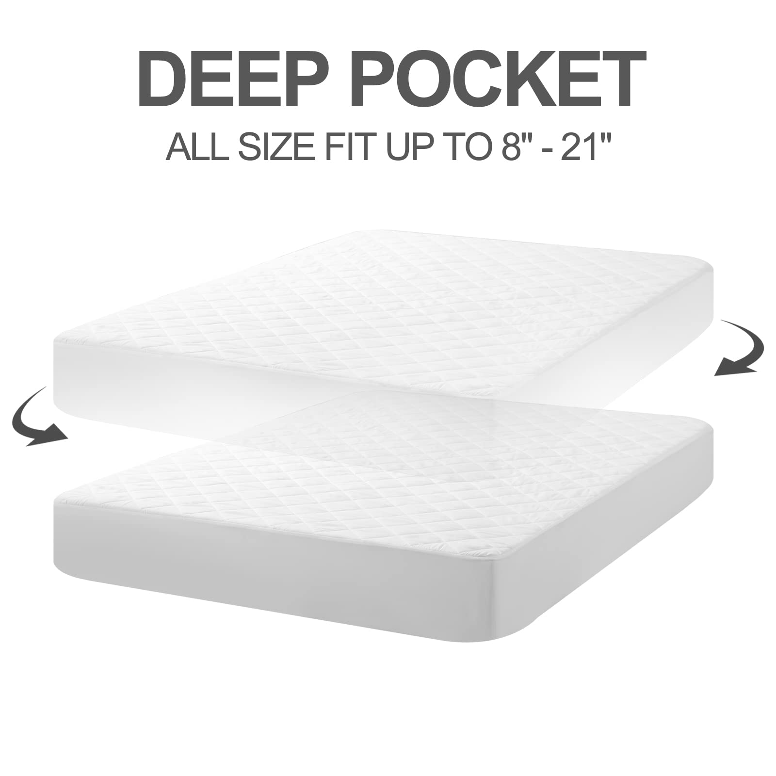 REMOCA HOME Queen Size Waterproof Mattress Pad Protector Cover, Quilted Mattress Pad, Deep Pocket Fits Up to 21", Soft and Comfortable, Breathable and Noiseless (Queen, White)