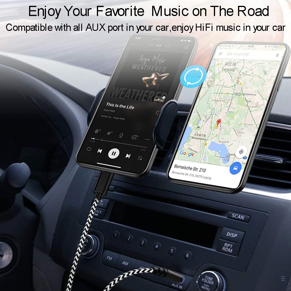 esbeecables AUX Cord for iPhone, 3.3FT [MFi Certified] Lightning to 3.5mm AUX Audio Stereo Cable for iPhone 14/13/ 12/11/ XS/XR/X 8 7/ iPad/iPod to Headphone, Speaker, Home/Car Stereo, Support iOS 16