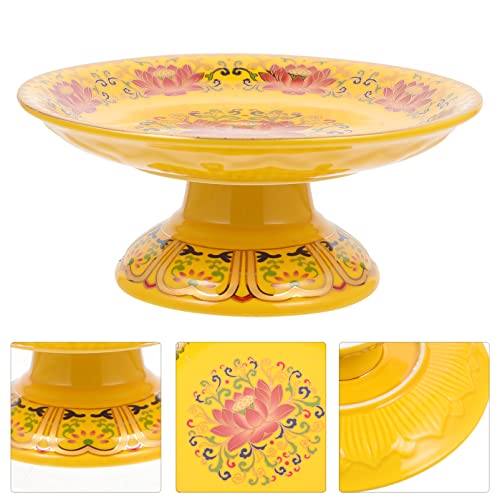 Buddhist Plate Offering Bowls Tray: Fruit Tray Food Dessert Snack Blessing Fruit Tray Ceramics Bowl for Altar Use Rituals Incense Smudging Decoration