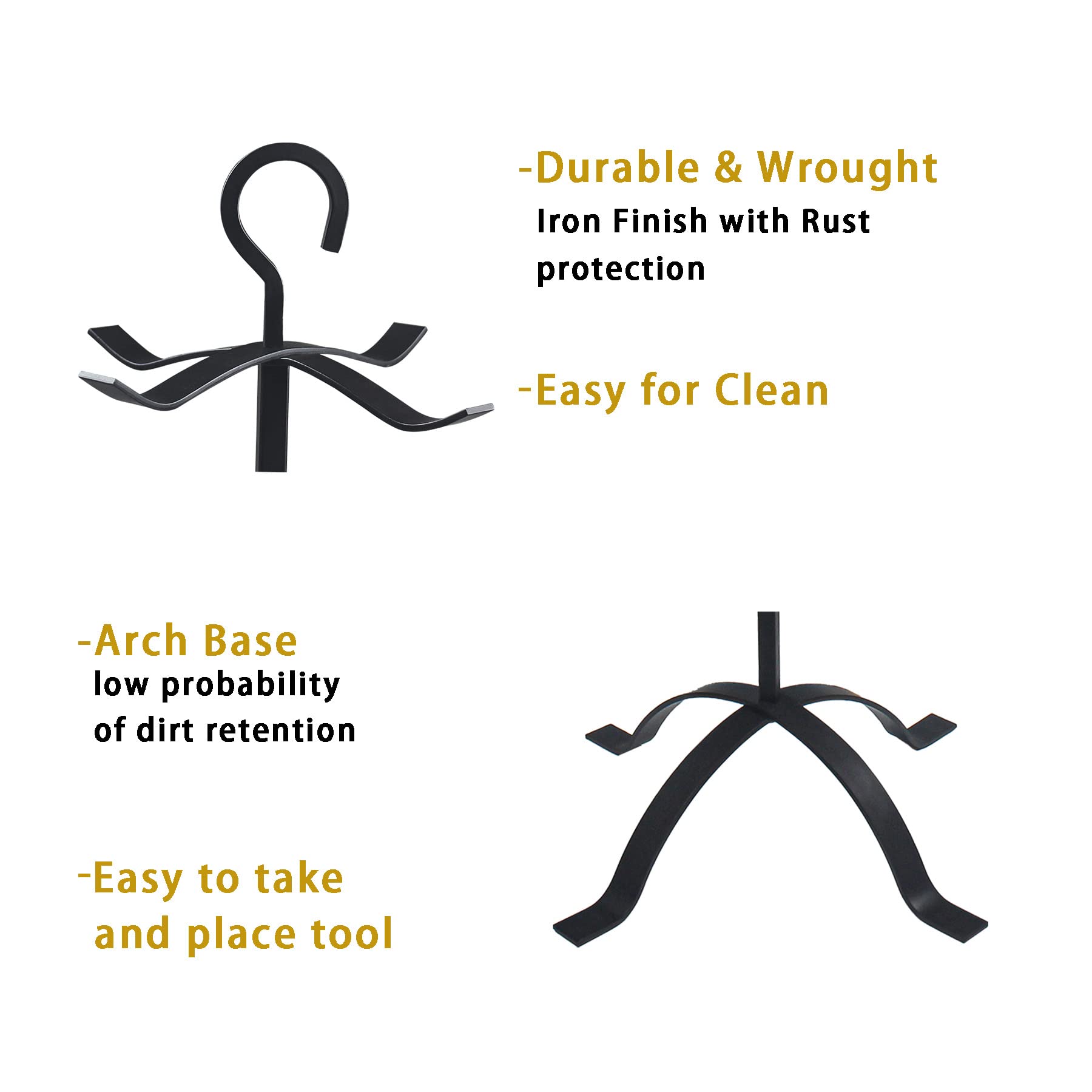 yinat Fireplace Tools Set, 5 Pieces of Fire Pit Tools,Firewood Holder Tools Kit Sets with Handles,Outdoor Accessories Kit,Black,Wrought Iron