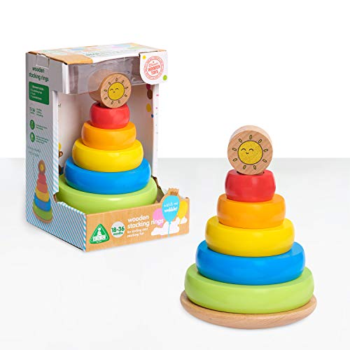 Early Learning Centre Wooden Stacking Rings, Hand Eye Coordination, Problem Solving, Kids Toys for Ages 12 Month, Amazon Exclusive