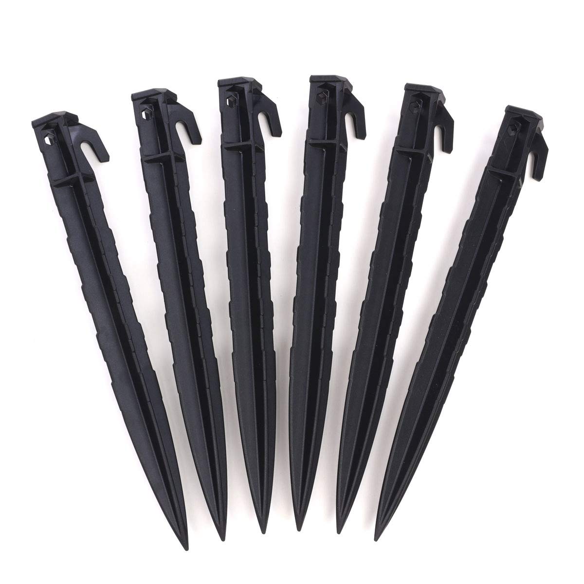 Atwood Rope MFG A9 Scout Tent Stakes 6 Pack - 9 inch Plastic Heavy Duty All Purpose | Essential for Camping, Landscape, and Outdoor Use (Black)