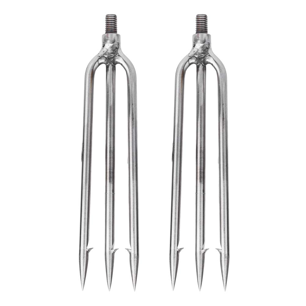 Astibym 3 Prongs Harpoon, Stainless Steel Gig Gaff Tackle Hook Barb Fish Spear for Outdoor Fishing (2 pcs)
