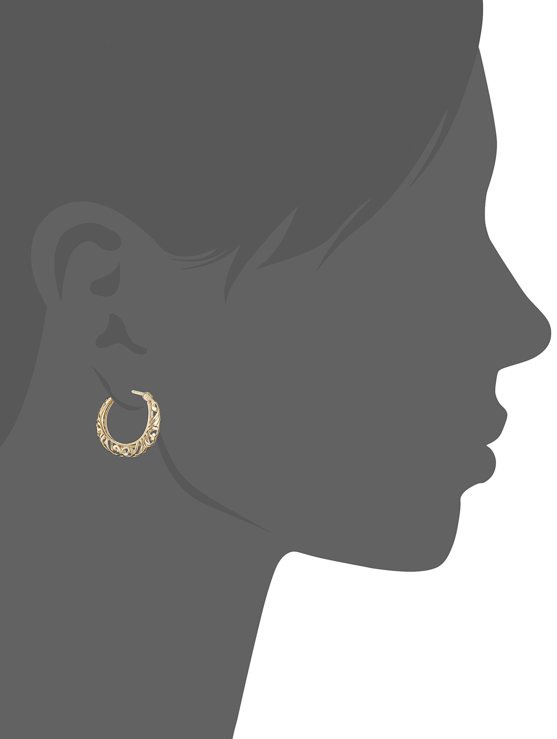 Amazon Essentials 18k Yellow Gold Over Sterling Silver Filigree Round Hoop Earrings (previously Amazon Collection)