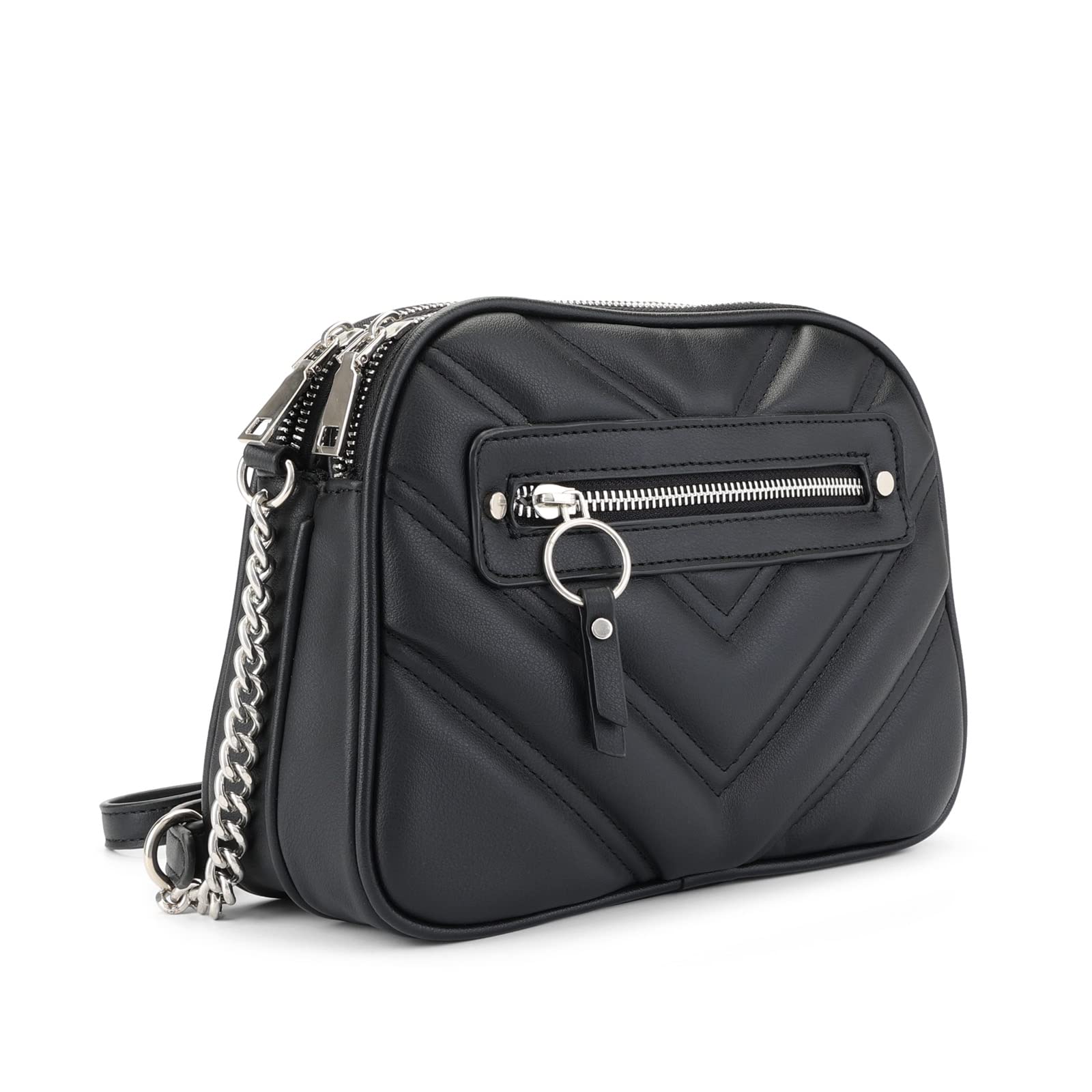 MAXWISE Women Zipper Pocket Crossbody Bag Shoulder Purse Fashion Travel Bag with Multi Pockets (Black)