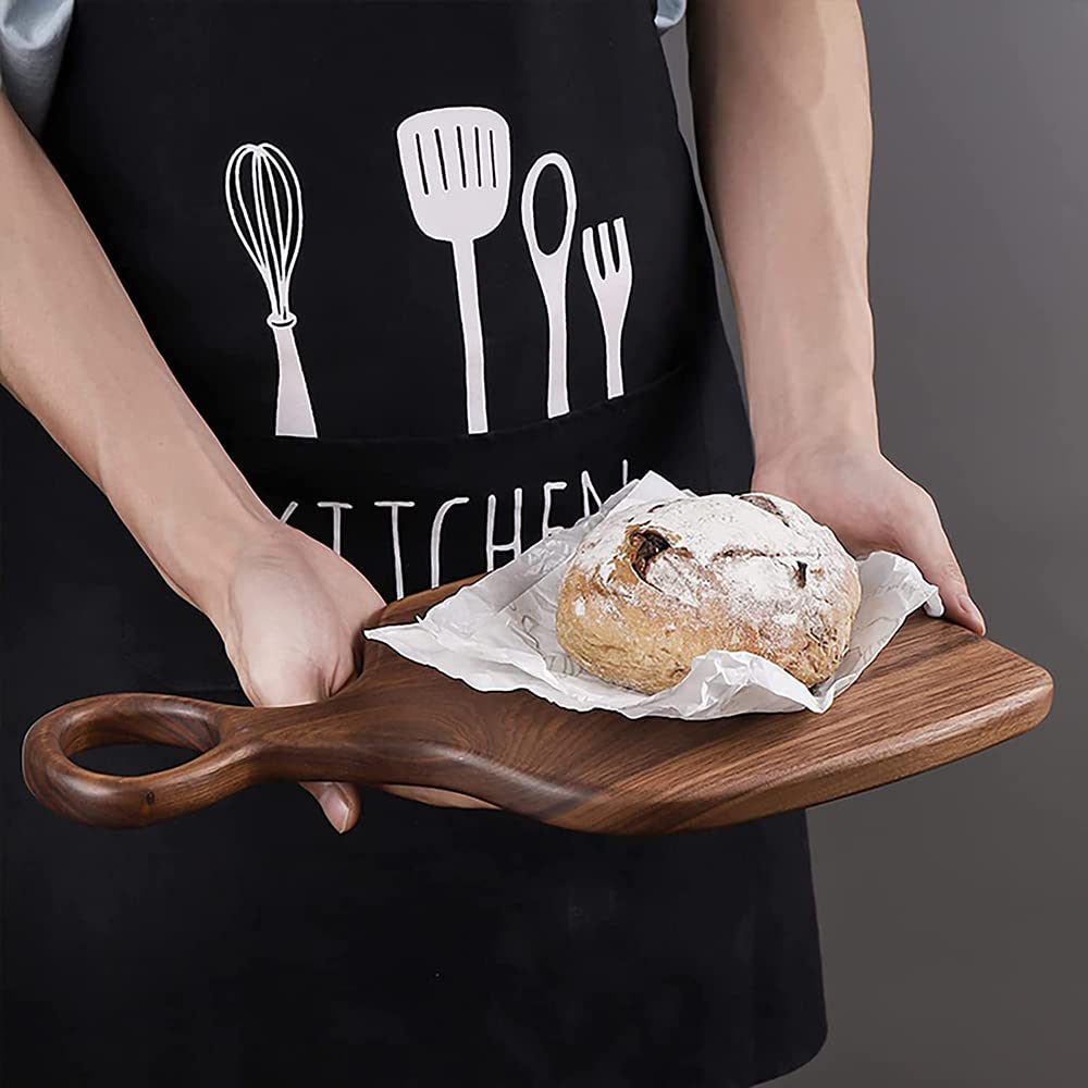 AXUYU Perfect Anniversary, Wedding, Housewarming Gifts for The Couple Cutting Board 2pcs Black Walnut Wood Cutting Board Set with Handle Decorative Serving Charcuterie Board for Kitchen