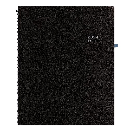 Blue Sky Aligned 2024 Weekly and Monthly Planner, 8.5" x 11", Heavyweight Cover, Semi Concealed Wirebound, Black (143588-24)