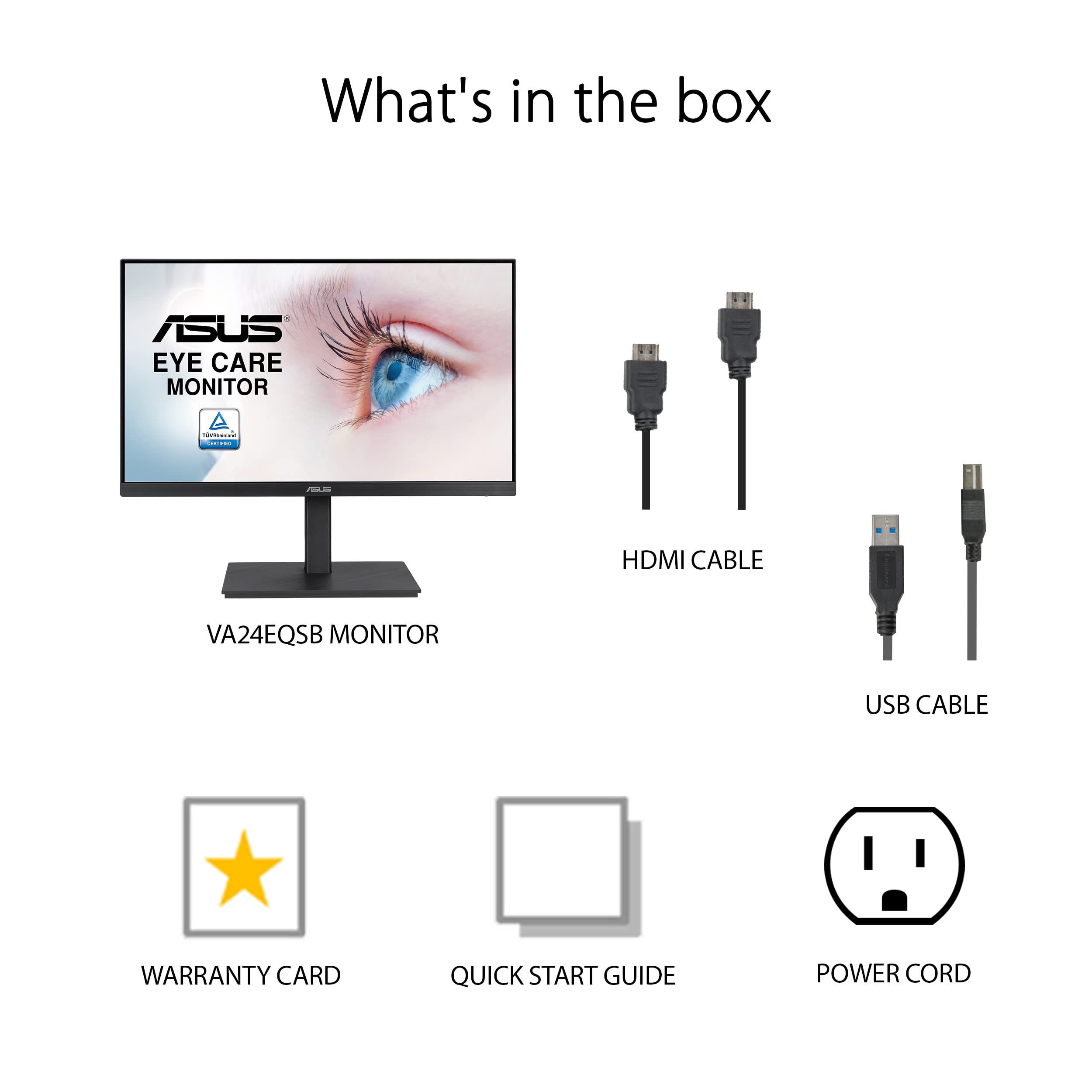 ASUS 23.8” 1080P Monitor (VA24EQSB) - Full HD, IPS, 75Hz, Built-in Speakers (RENEWED)