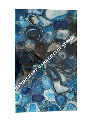 Blue Agate Stone Rectangular Slab for Kitchen & Bar, Blue Agate Stone Countertop 24" x 12" Inch, Blue Agate Stone Rectangular Dining & Meeting Room Table Top, Piece Of Conversation, Family Heir Loom