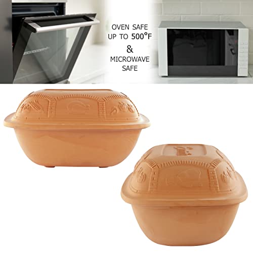 Eurita Clay Roaster, 7.2 Quart, Non-Stick Earthenware, Toxin-Free, Healthy Clay Pot Cooking, Versatile Cooking Dutch Oven, Digital Recipe and Instructions Included