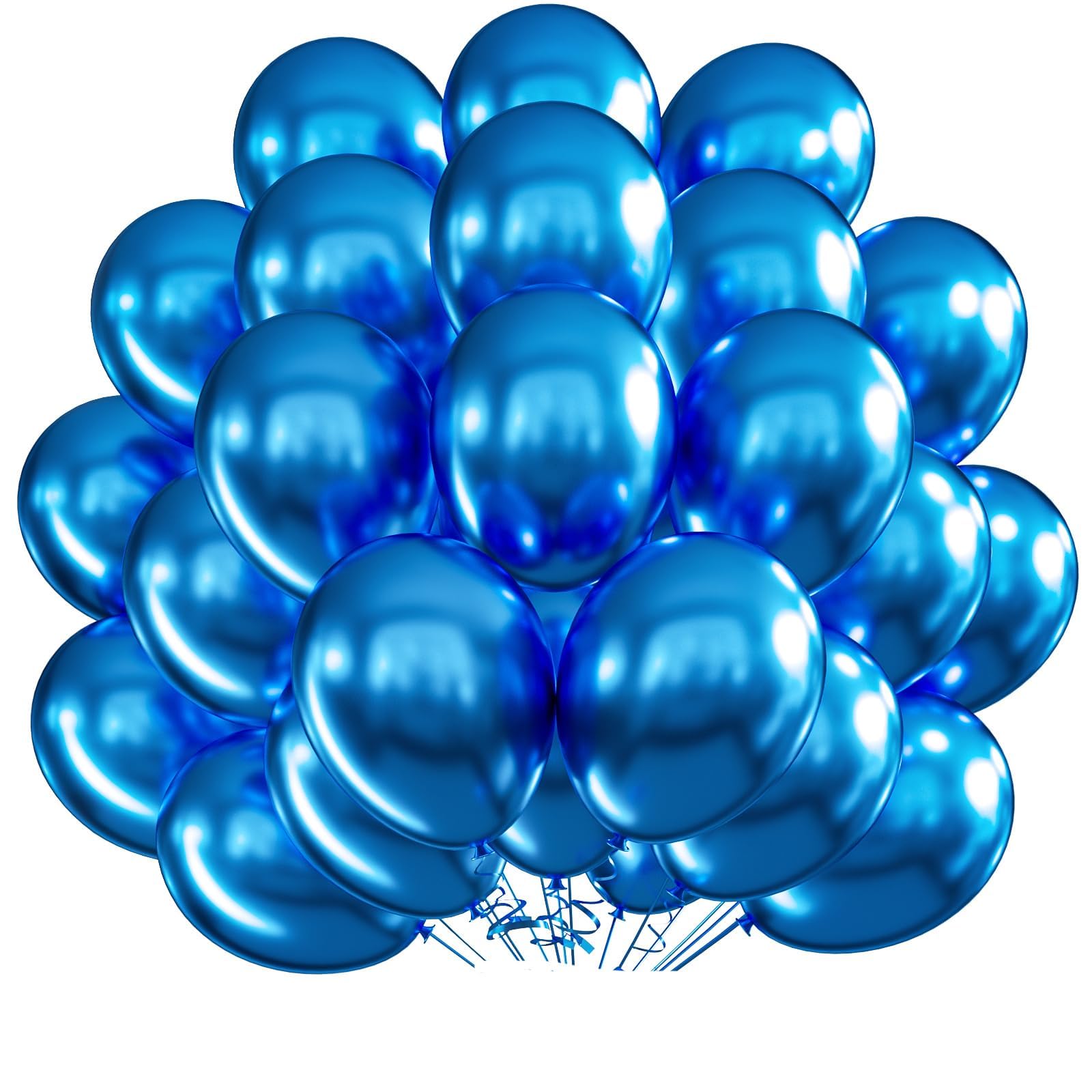 Chrome Metallic Blue Balloons 12 inch 100 pcs Latex Balloons Birthday Balloons Shiny Balloons Graduation Halloween Party Decoration Wedding Birthday Baby Shower Christmas Party