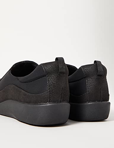 Clarks womens Sillian Paz Slip On Loafer, Black Synthetic Nubuck, 7.5 US