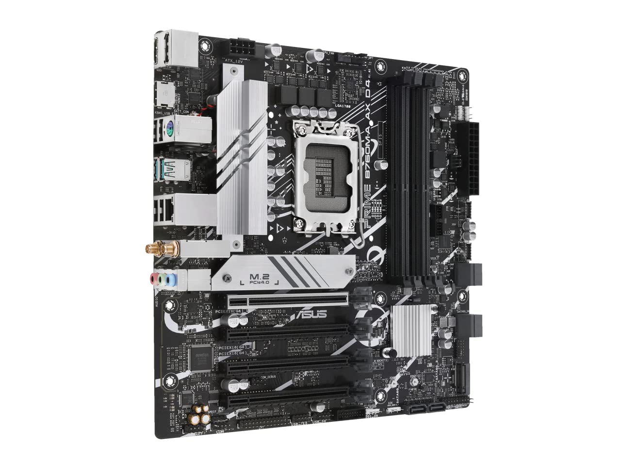 ASUS PRIME B760M-A AX D4 Intel B760 (LGA 1700)(13th and 12th Gen)mATX motherboard,PCIe 4.0,2xM.2 slots,2.5Gb LAN,Wi-Fi 6,DisplayPort, Dual HDMI,rear USB 3.2 Gen 2,front USB 3.2 Gen 1 Type-C, Aura Sync