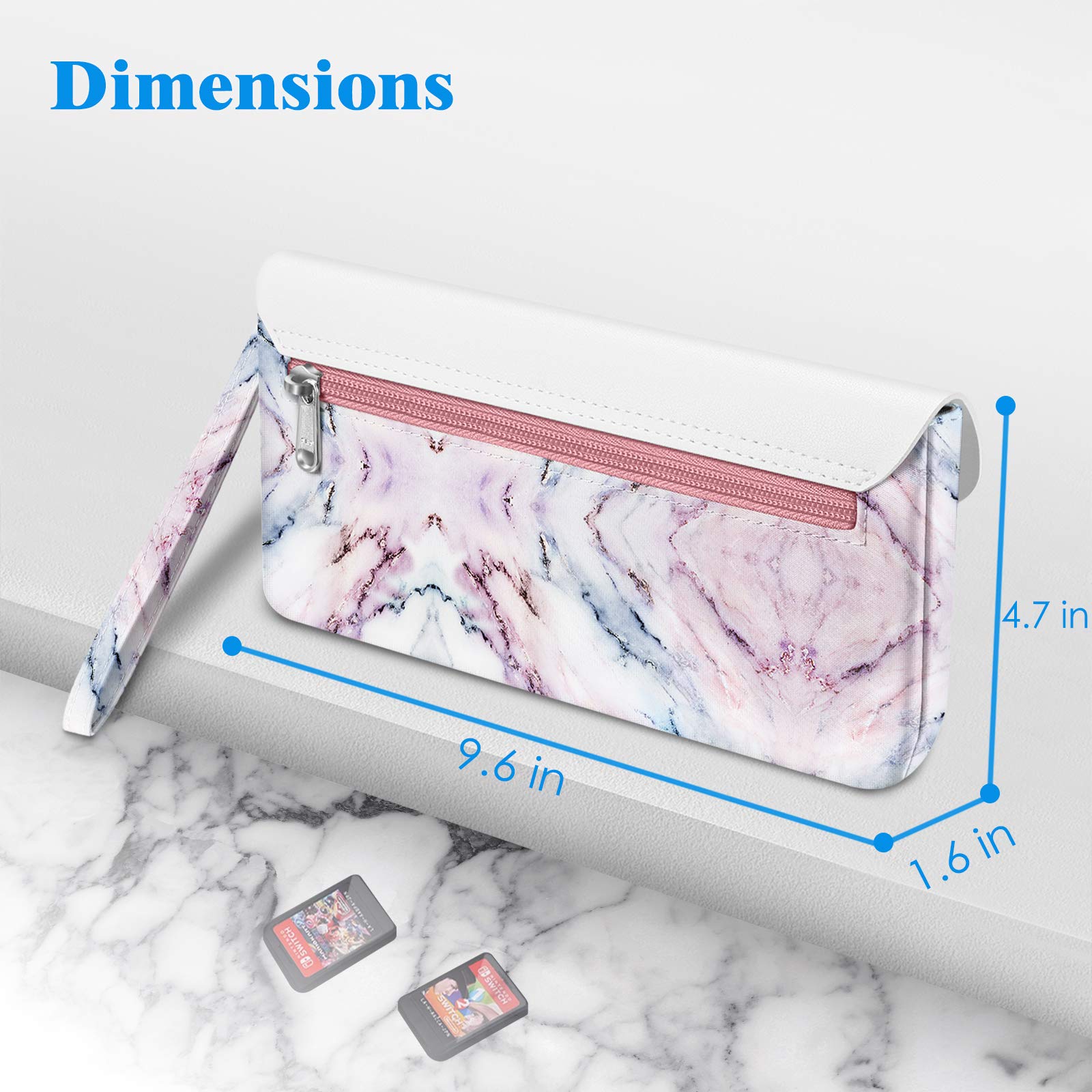 Fintie Carrying Case for Nintendo Switch Lite 2019 - Portable Travel Bag Protective Sleeve Pouch w/ Side Pocket, Game Card Slots, Holding Strap for Nintendo Switch Lite and Accessories, Marble Pink