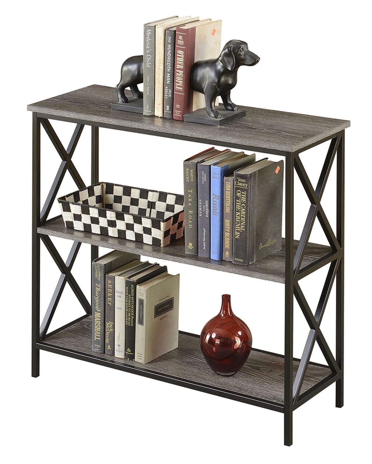 Convenience Concepts Tucson 3 Tier Bookcase, Weathered Gray