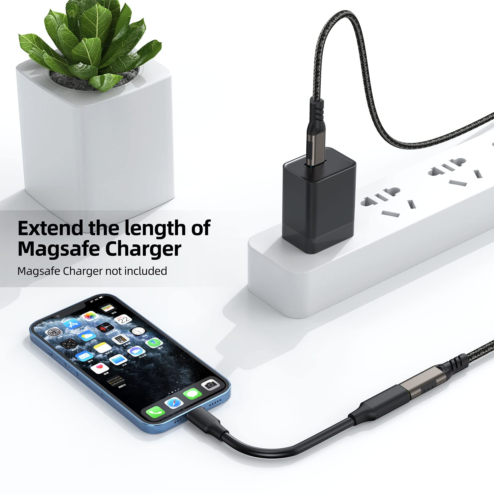 Breilytch USB C Extension Cable 6FT-2Pack 10Gbps/100W, USB C Extender Male to Female Cord USB C 3.2 Charging and Transfer for Mag-Safe Charger/Laptop/iPhone 15/Pixel 8/USB C Hub