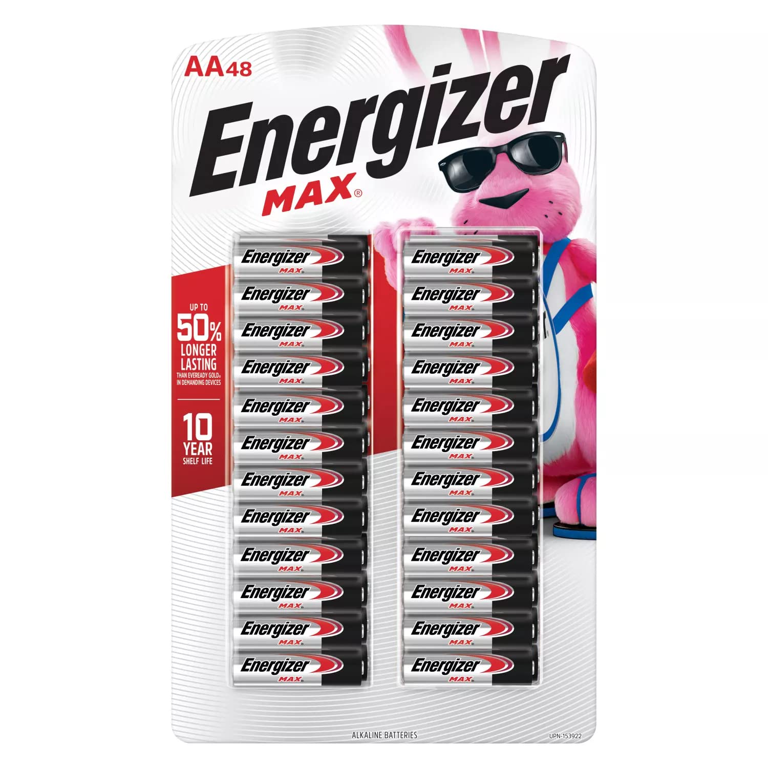 Energizer MAX AA Batteries (48 Pack), Double A Alkaline Batteries, UPN-153922