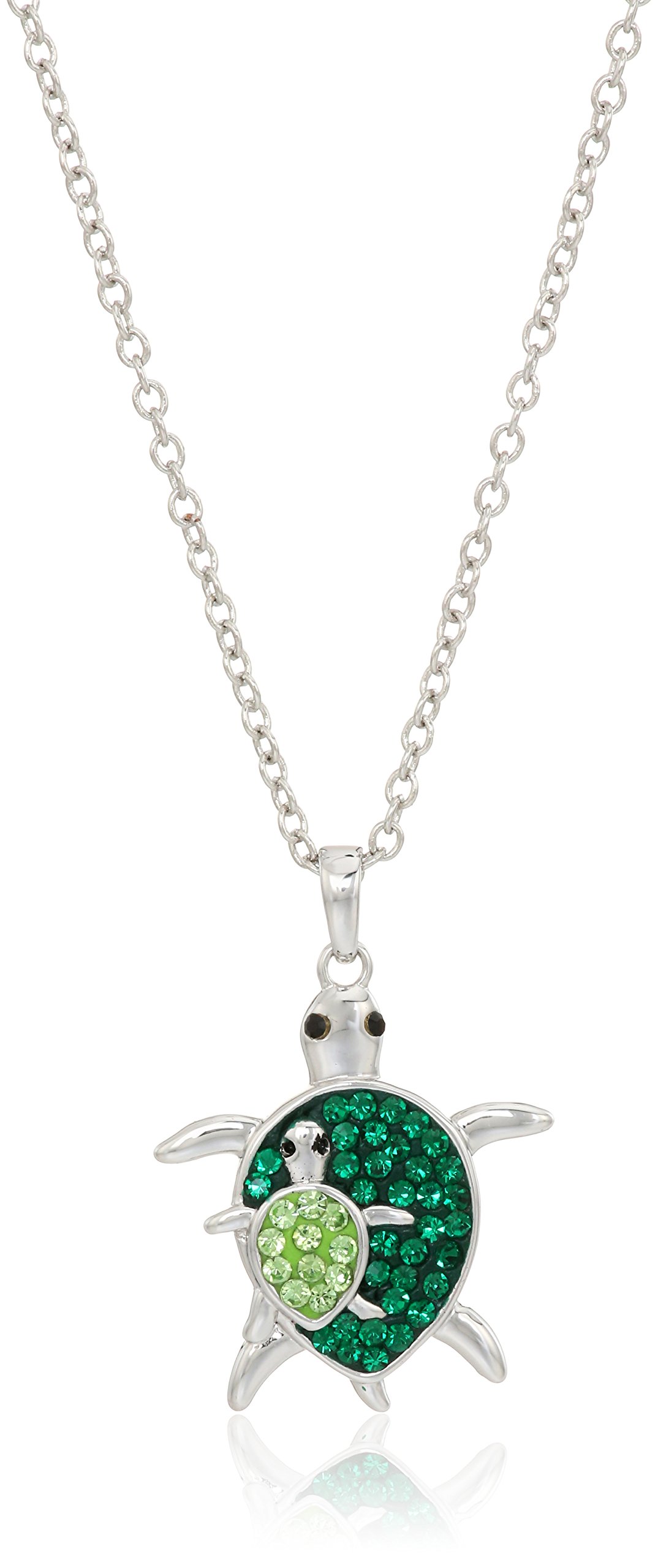 Amazon Essentials womens Silver-Plated You & Me Crystal Turtles Pendant Necklace, 18", (previously Amazon Collection)
