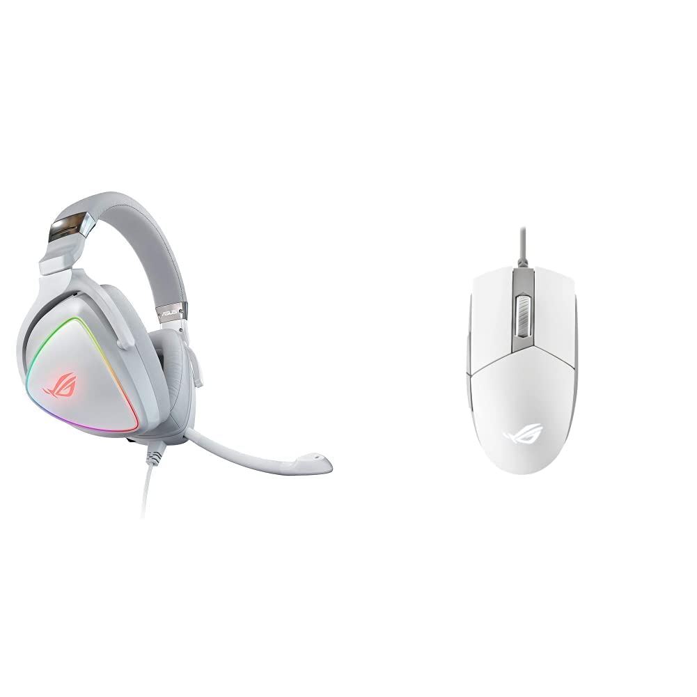 ASUS ROG Delta White Gaming Headset + ROG Strix Impact II Moonlight White Gaming Mouse Bundle
