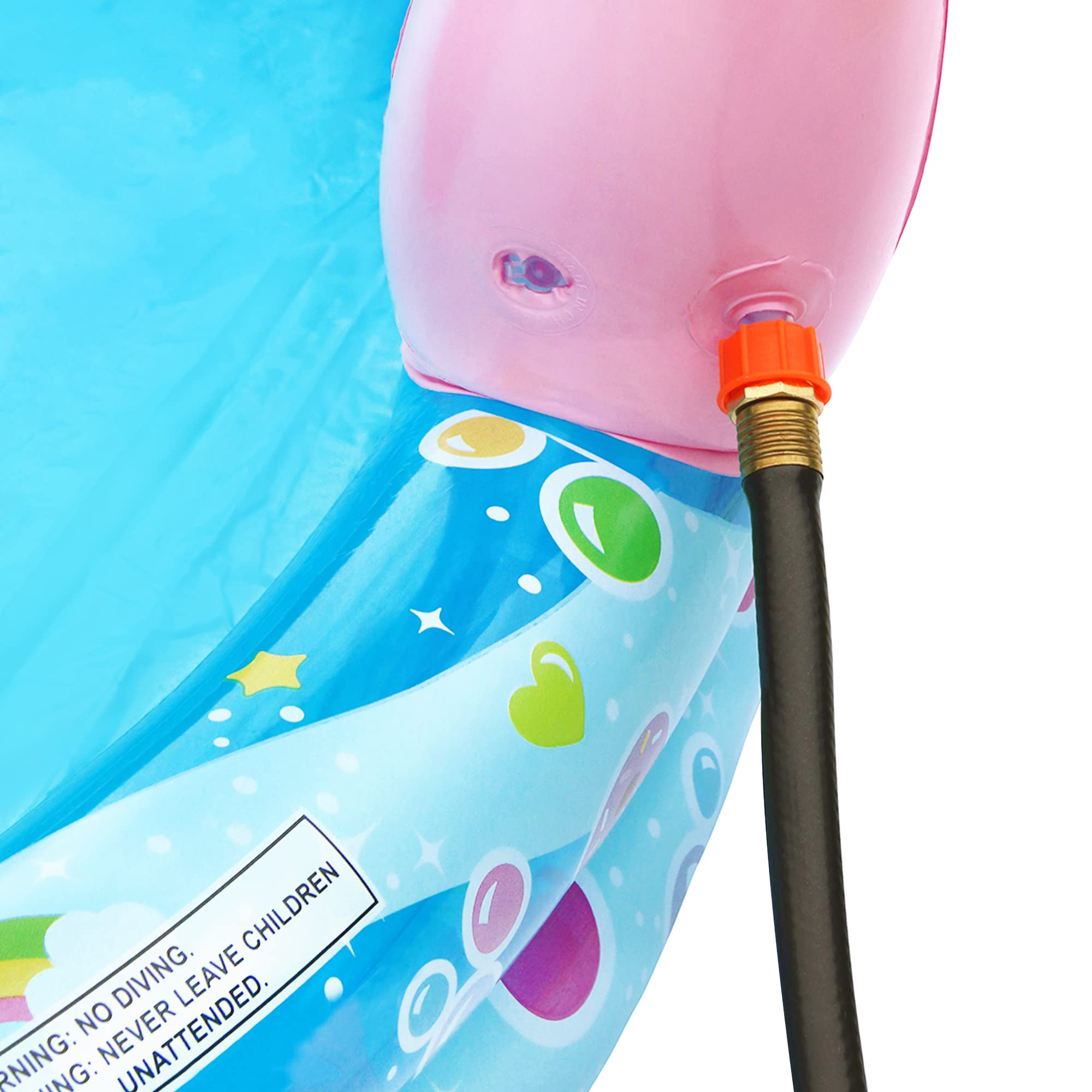 BANZAI Spray 'N Splash Unicorn Pool, Length: 78 in, Width: 60 in, Height: 32 in, Inflatable Outdoor Backyard Water Slide Splash Toy
