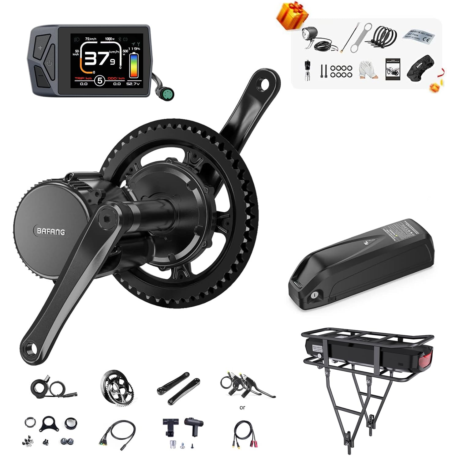 BAFANG 48V 750W Mid Drive Kit with 20Ah Shark Battery, 8Fun BBS02 Electric Bike Mid Mount Motor with DPC18 Display (5PAS) & 36T Chainring, eBike Conversion Kit for Mountain Road Bicycle Commuter