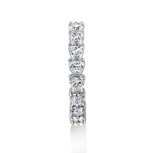 Amazon Essentials Platinum-Plated Sterling Silver Infinite Elements Cubic Zirconia White Heart All-Around Ring, Size 7, (previously Amazon Collection)