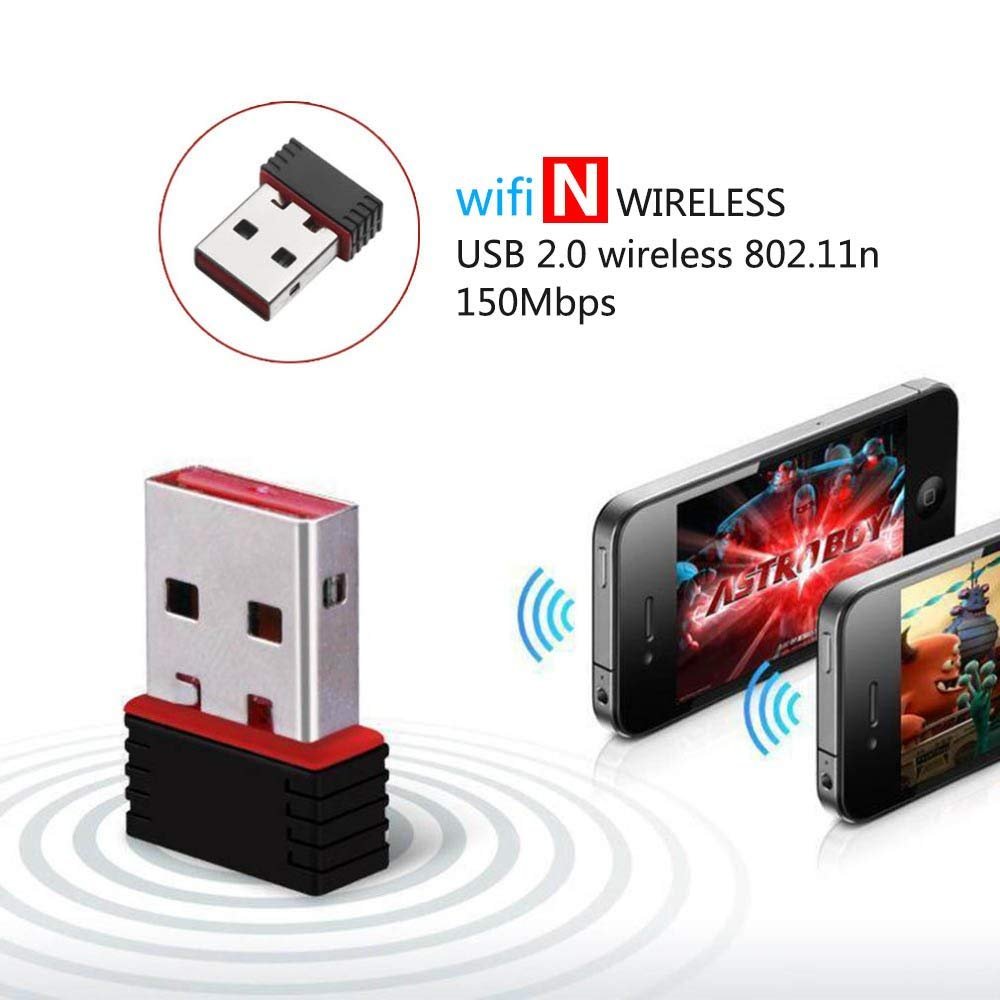 Zibo Mini USB Wifi Wireless Adapter, 150Mbps, Supports Windows XP, Vista, 7, 8 and Linux