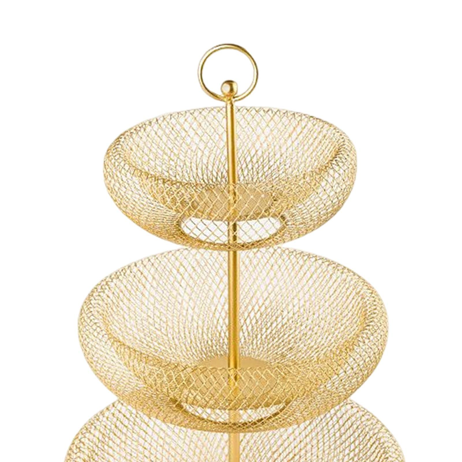 Baoblaze Round Fruit Basket Bowl Holder Vegetable Cake Organizer 3 Tier Countertop Storage Tray for Housewarming, Farmhouse, Table, Counter, Wedding