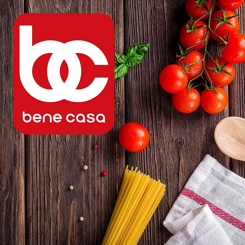 Bene Casa - Aluminum Double Spout Saucepan with Natural Wooden Handle (13" x 3.5" - 2 Quart) - Handle Includes Hanging Loop for Simple Storage - Dishwasher Safe