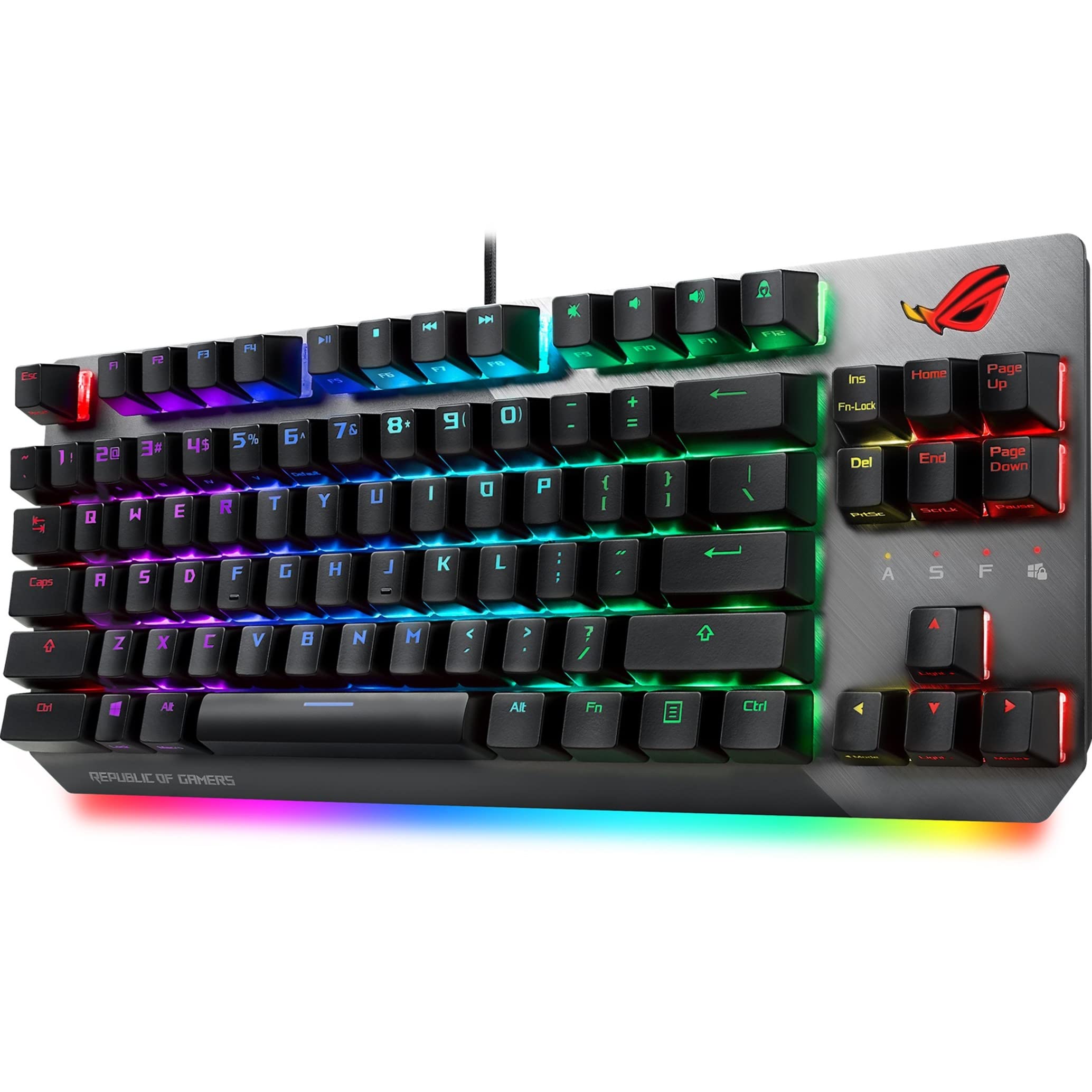 ASUS ROG Strix Scope NX TKL 80% Gaming Keyboard | ROG NX Brown Tactile Mechanical Switches, Aura Sync, Stealth Key, 2X Wider Ctrl Key, Programmable Macros, Detachable Cable (Renewed)
