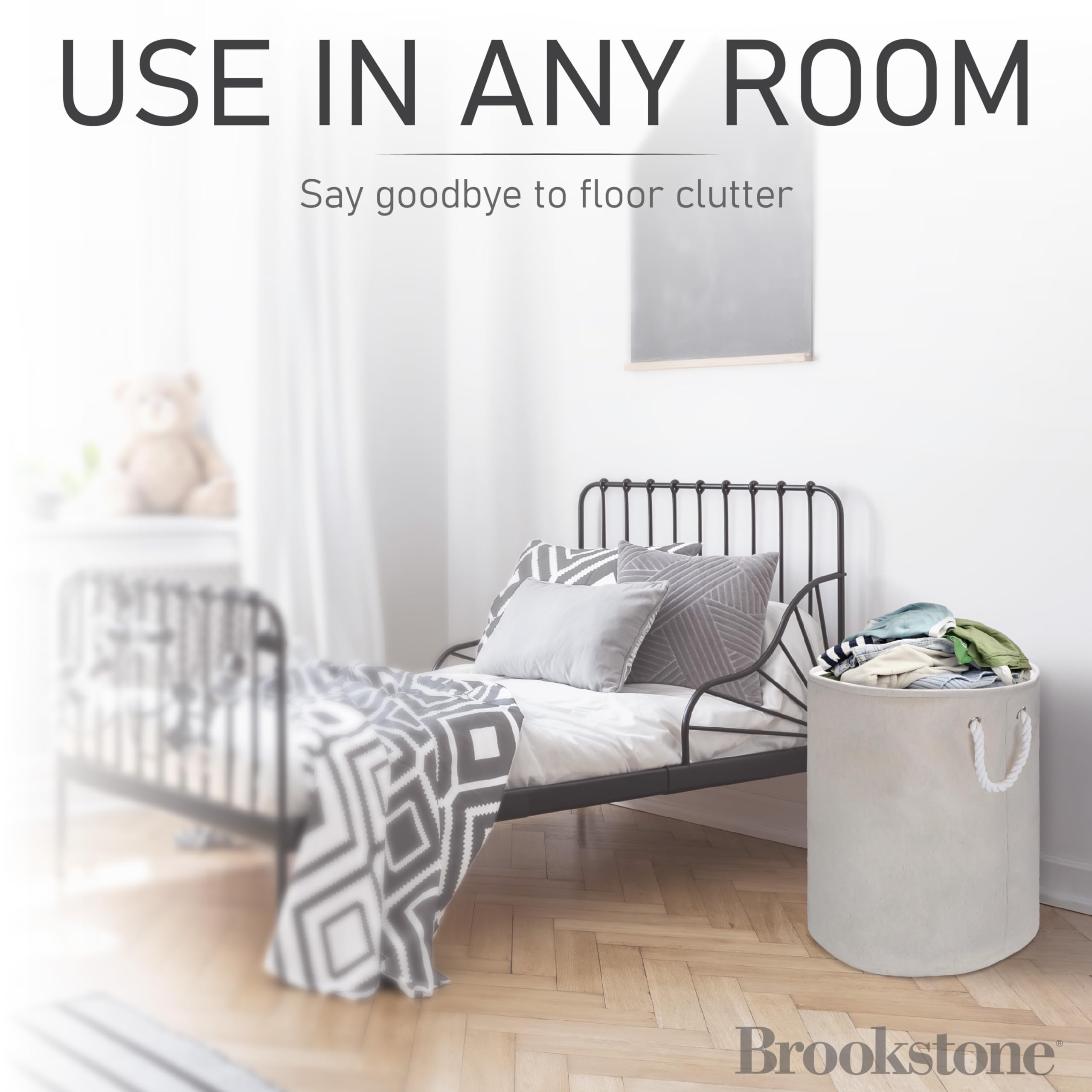 BROOKSTONE, Spacious Laundry Hamper with Cotton Rope Handles, Perfectly Sized for Everyday Use, Durable & Stylish Storage for Bedroom, Bathroom, or Laundry Room