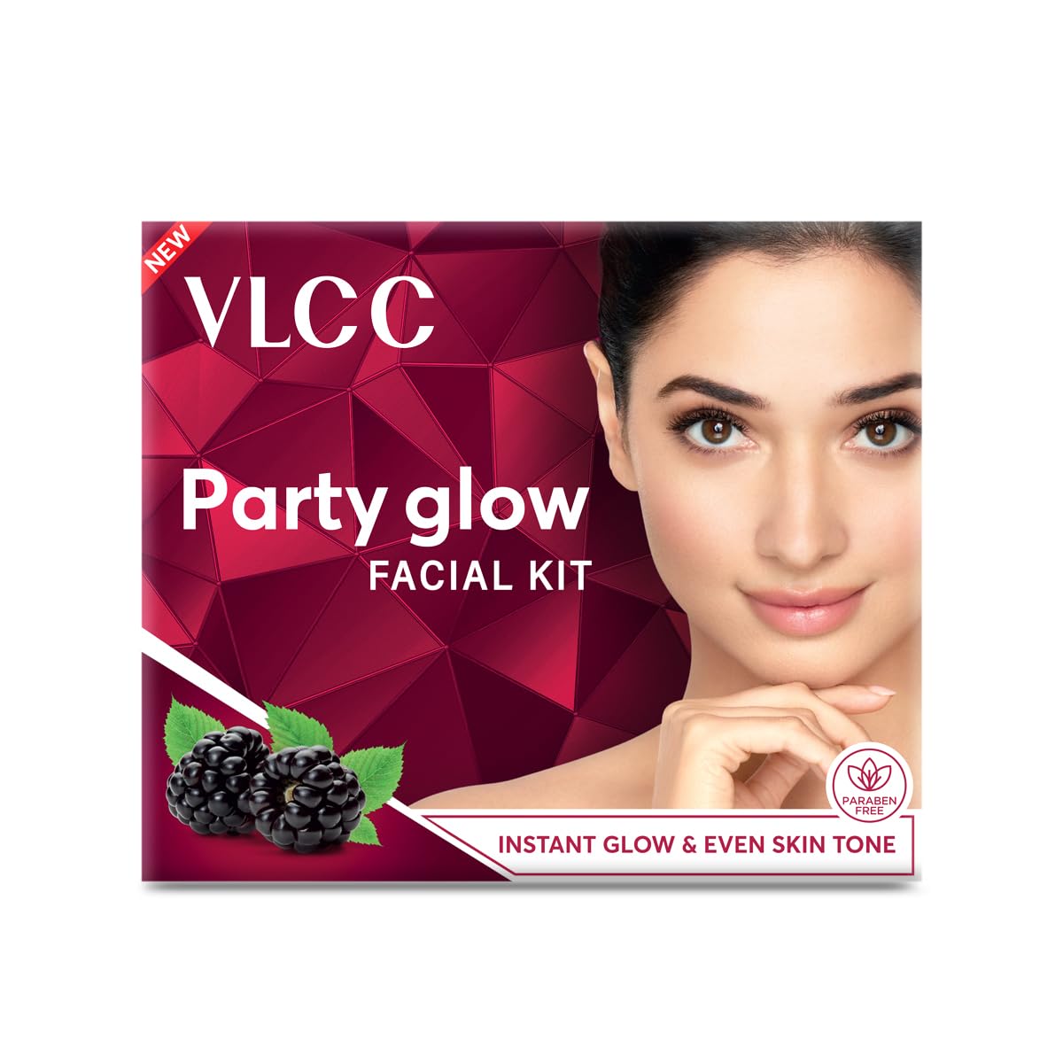 VLCC Party Glow Facial Kit - Single Use | Salon Like Facial at Home in Just 6-Steps | Includes Cleanser, Scrub, Cream, Face Pack & Moisturizing Gels | 2.12 Oz/60g