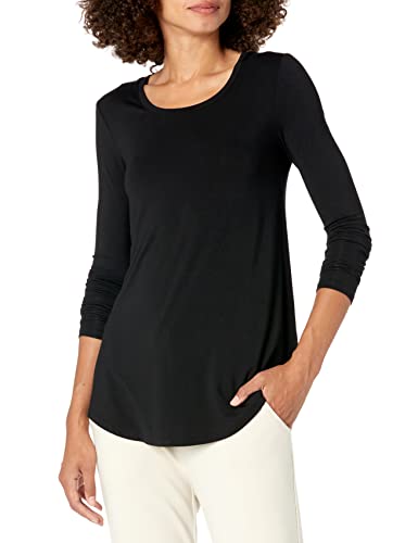 Amazon Essentials Women's Jersey Relaxed-Fit Long-Sleeve Scoopneck Swing Tunic (Previously Daily Ritual), Black, X-Large