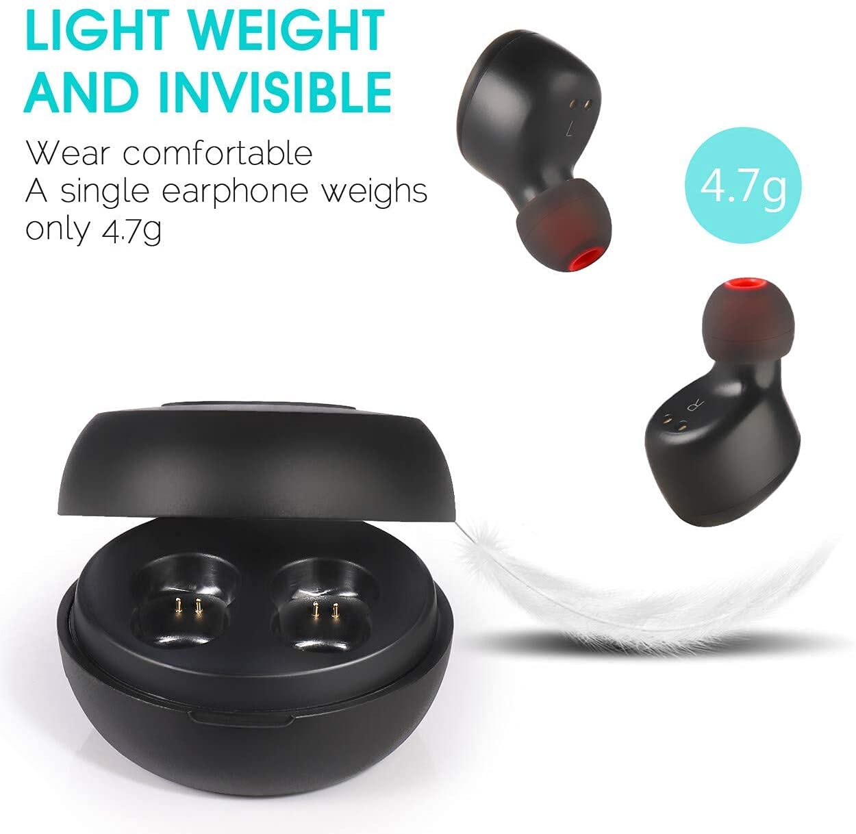 Beacon Pet Professional IP68 Waterproof Earbuds for Swimming Bathing, True Wireless Bluetooth 5.0 Earbuds, in-Ear Stereo Bluetooth Headphones, Wireless Earphones with Charging Case, 20 Hours Playtime