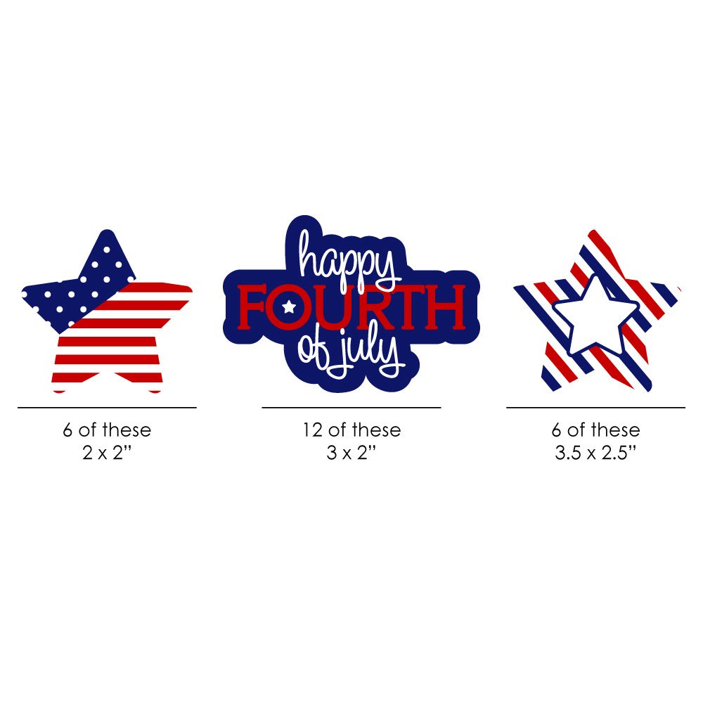 Big Dot of Happiness 4th of July Paper Straw Decor - Striped Decorative Straws for Independence Day - Set of 24