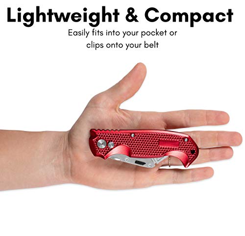 BirdRock Home Premium Utility Knife - Retractable Razor Knife Set - 3 Extra Blade Refills - Box Cutter Locking Razor Knife (Premium Utility Knife - Red)
