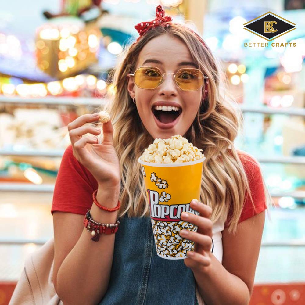 Better crafts Set of 3 Yellow popcorn bowl tubs. 7 x 4.5 inches. Perfect for having a movie night at home, parties, and more!