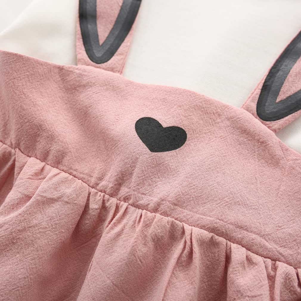 Cabucale Baby Girl Easter Clothing Rabbit Style Long Sleeve Dress (Pink 1T)