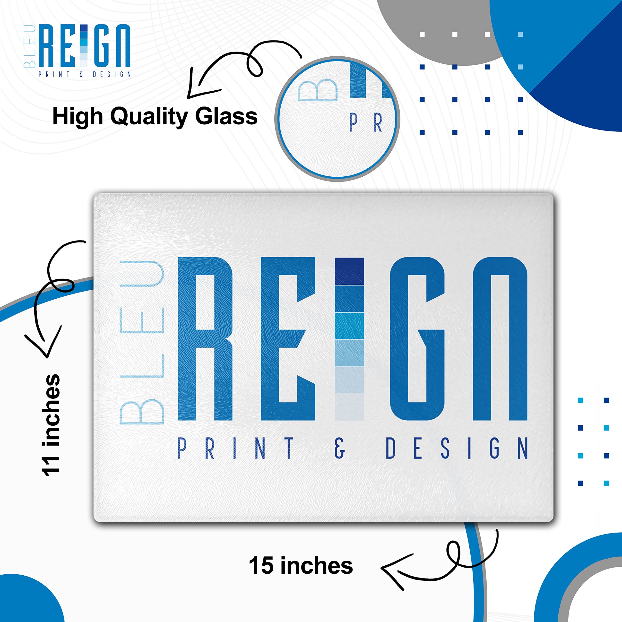 Bleu Reign Cutting Board Personalized Custom Name Happy Fall Yall 11x15 inches Textured Glass