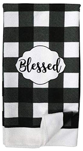 Buffalo Check Decor - Kitchen Linens - Dish Towel Set (5 Pc) Classic and Blessed Black and White Buffalo Check - Kitchen Towels - Oven Mitt - Pot Holders - Kitchen Decorations - Hand Towels