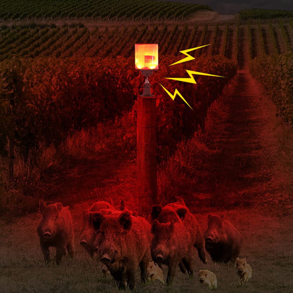 Aolyty Solar Warning Lights 110db Sound Solar Strobe Alarm Light IP55 Waterproof Security Siren Light Flashing Red Light with Recording Function for Farm Barn Yard Orchard Construction Sites