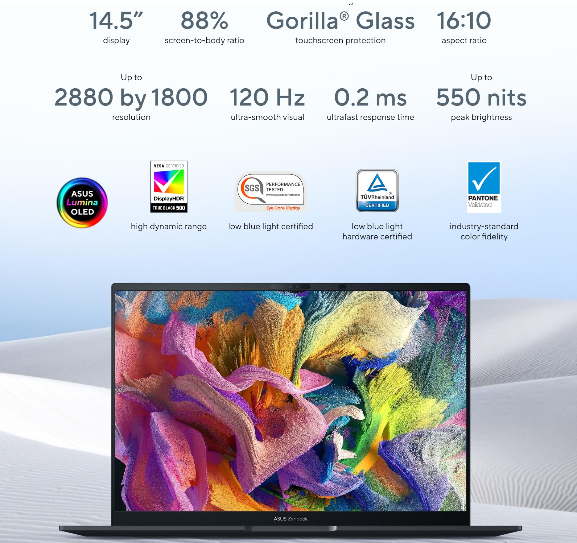 ASUS Zenbook 14.5" 2.8K(2880 x 1800) 120Hz OLED Laptop | EVO 12-Core i5-13500H | 100% DCI-P3 Pantone | WiFi 6E | 2X Thunderbolt 4 | Widnows 11 Home | w/HDMI (8GB LPDDR5 RAM | 512GB PCIe SSD)