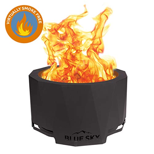 Blue Sky Outdoor Living 33” Steel Mammoth Patio Smokeless Fire Pit, Firewood and/or Wood Pellet Burning, Black (PFP3318)