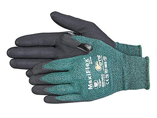 MaxiFlex Cut 34-8743 Cut Resistant Nitrile Coated Work Gloves with Green Knit Shell and Premium Nitrile Coated Micro-Foam Grip on Palm & Fingers